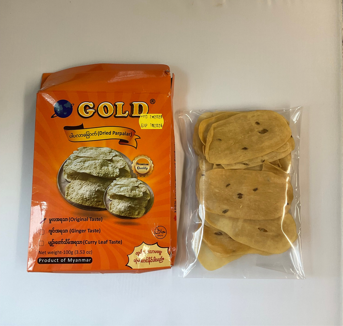 Gold Dried Parpalar Original Taste (ပါပလာခြောက်ရိုး ရိုး အရသာ) – Myanmar Food USA