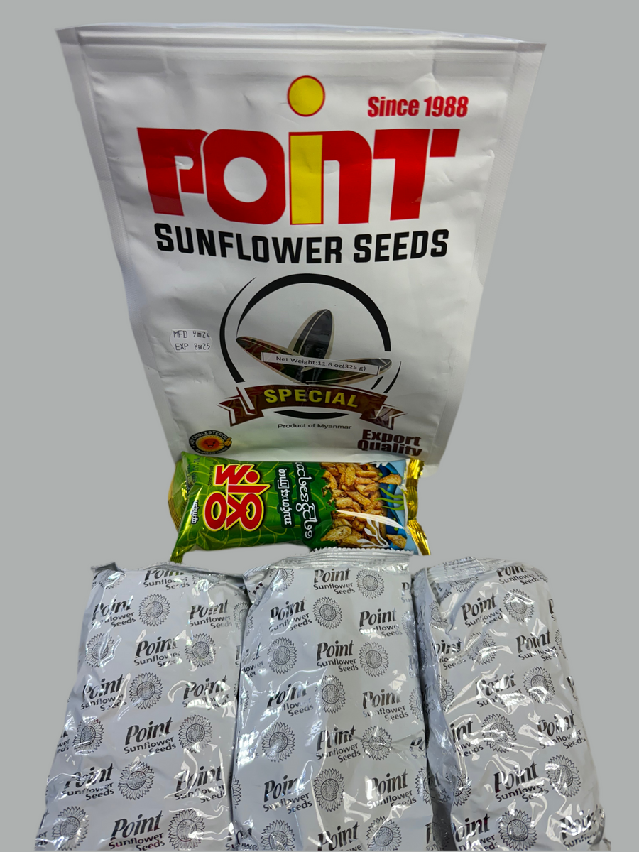 Point Roasted Sunflower Seeds with Garlic (3) Pkgs Inside - (ပွိုင့်မ ...