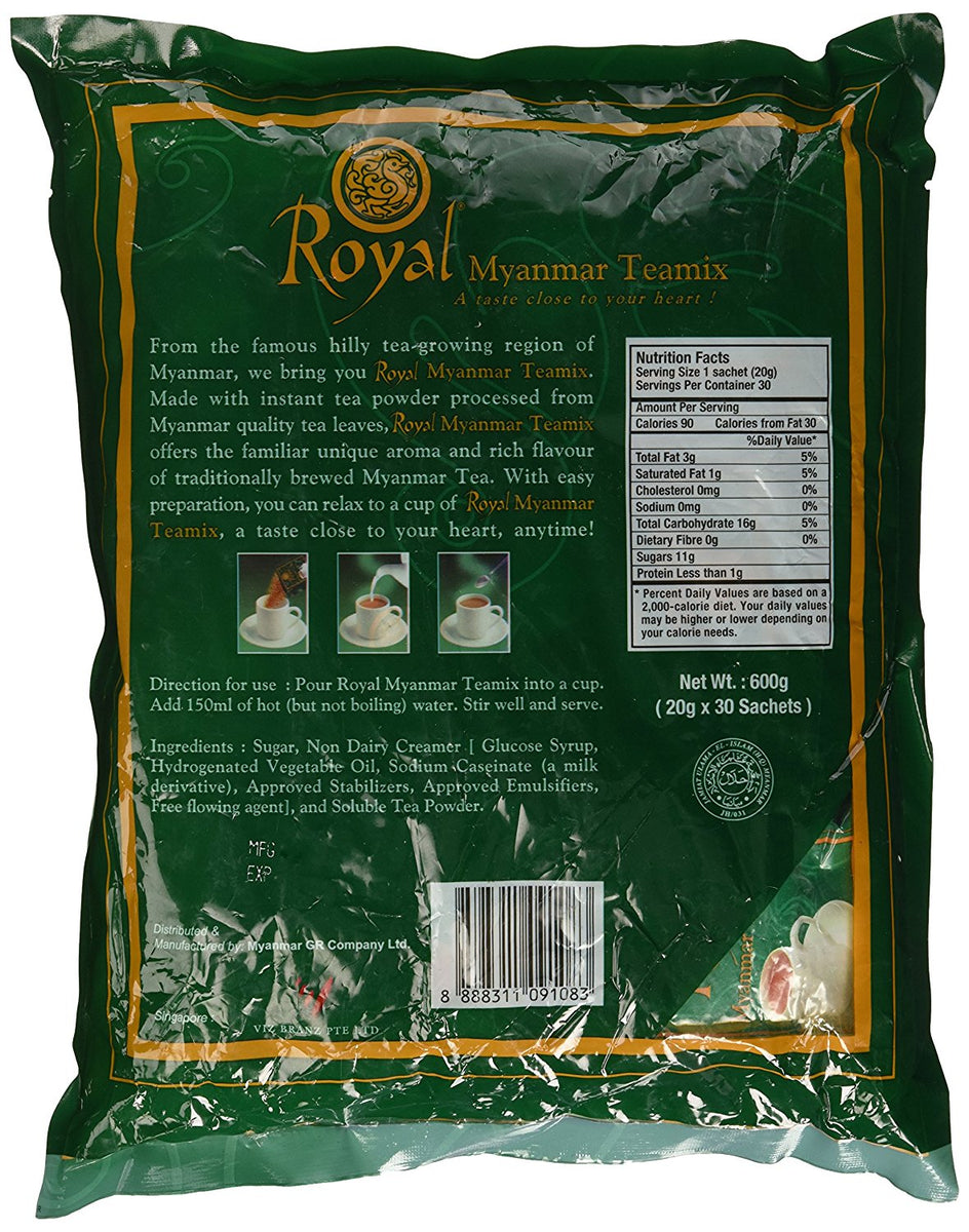 Royal Myanmar Tea Mix (30 Sachets) (ရွိုင်ရယ်မြန်မာလက်ဖက်ရည်) – Myanmar ...