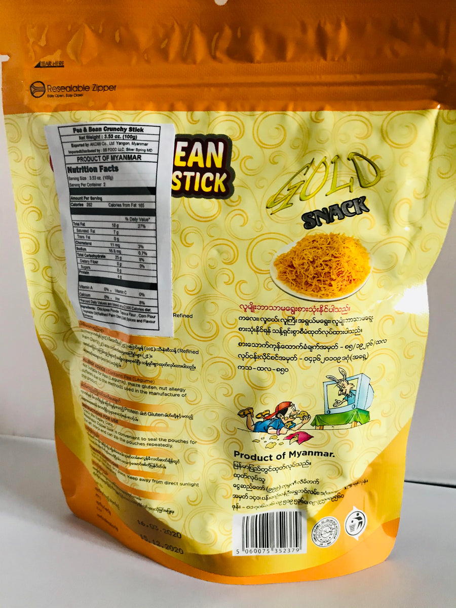 Gold Snack - Pea and Bean Crunchy Stick (Original)(စာကလေးအမွှကြော်မူရင ...